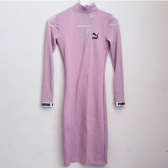 Puma | Dresses | Puma Womans Light Pink Purple Bodycon Mesh Dress ...